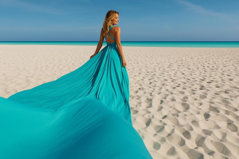 Turquoise Long Flowy Infinity Dress Long Flying Dress for Photoshoot ...