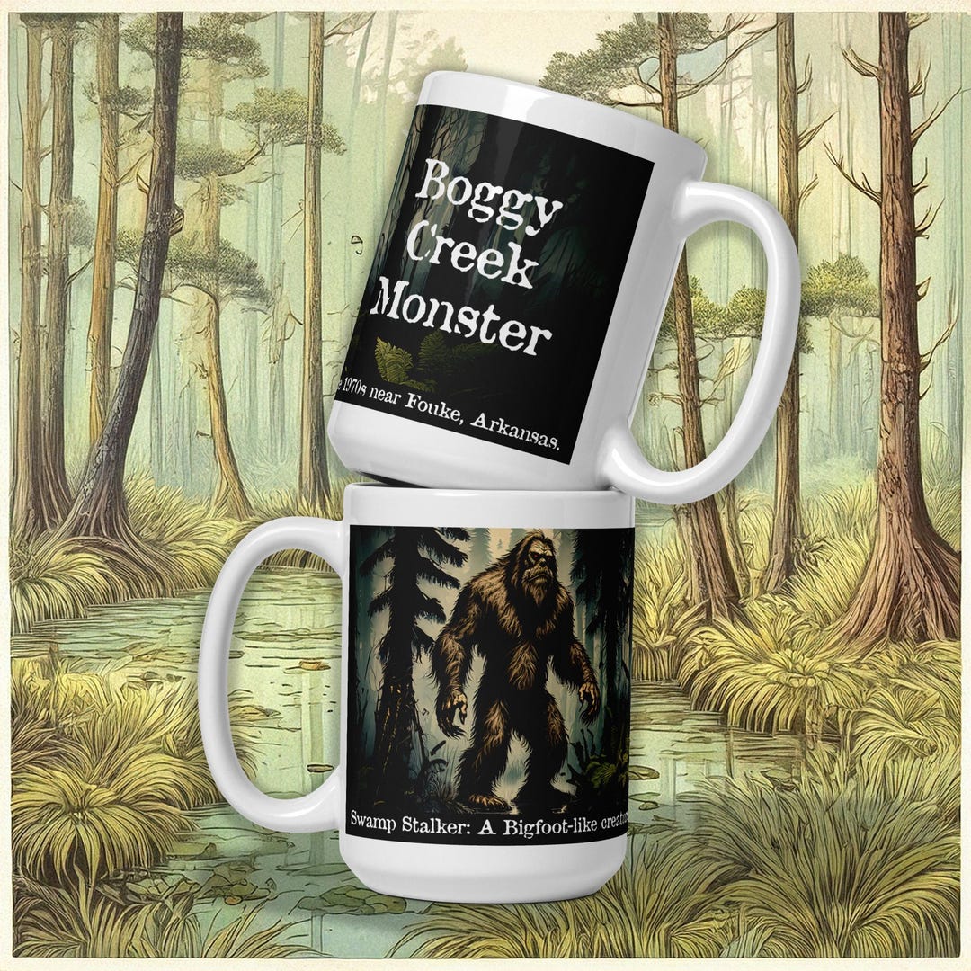 Colorful Cryptid Mug of Arkansas Fouke Swamp Monster, the Boggy Creek ...
