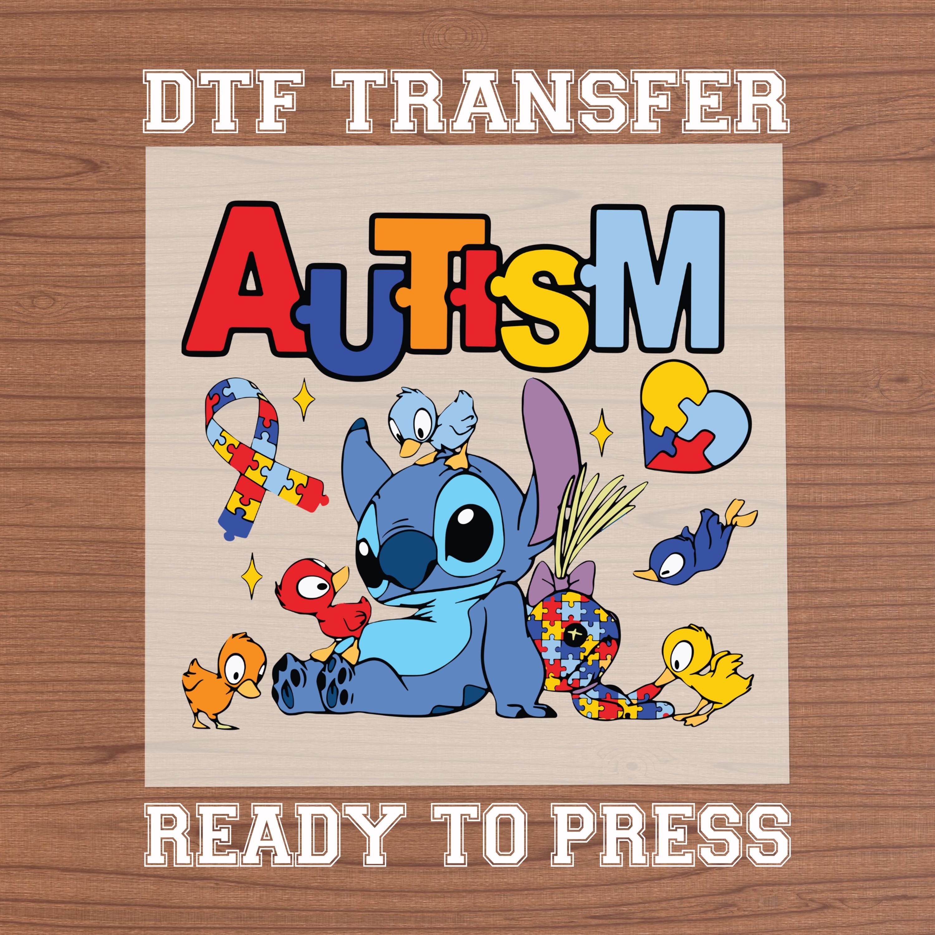 Autism Stitch DTF Transfer, Disney Stitch Autism Awareness, I Wear Blue ...