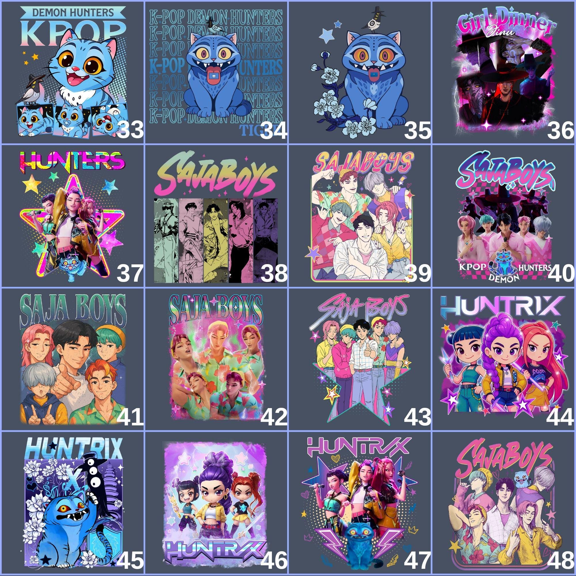 KPOP Demon Hunters DTF Transfer , SAJA Boys Anime K-pop Demons Hunter ...