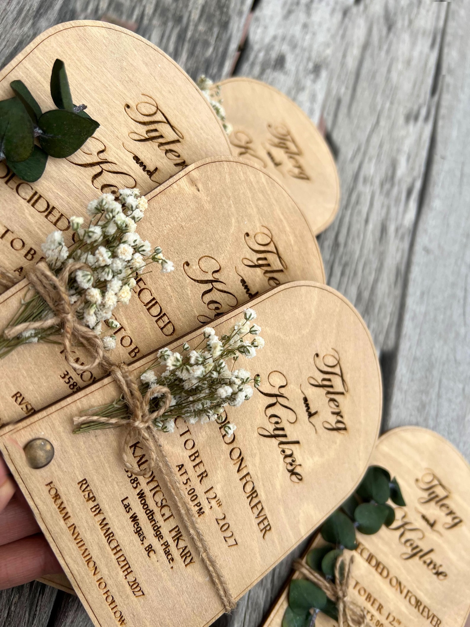 Personalized Rustic Wooden Wedding Invitation , Wooden Cards , Wooden ...