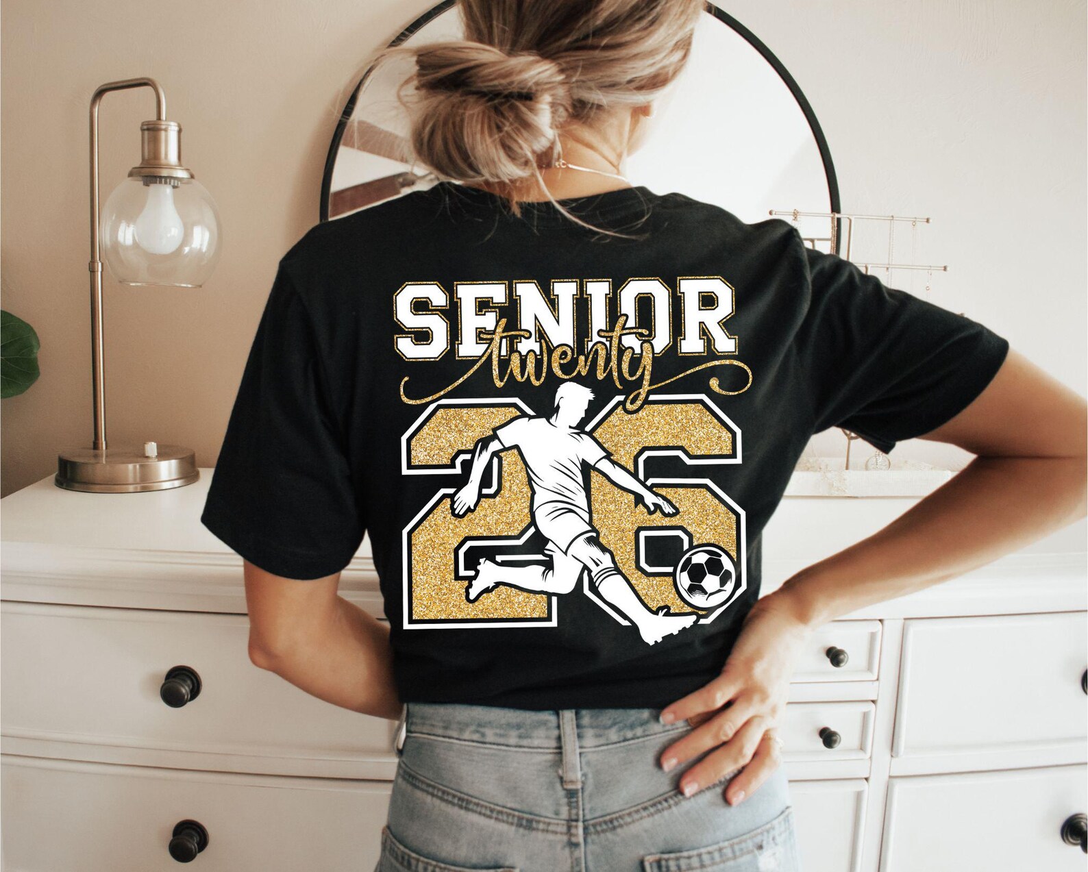 Senior Soccer 2026 SVG: Glitter Design, Soccer Mom Tee (digital ...