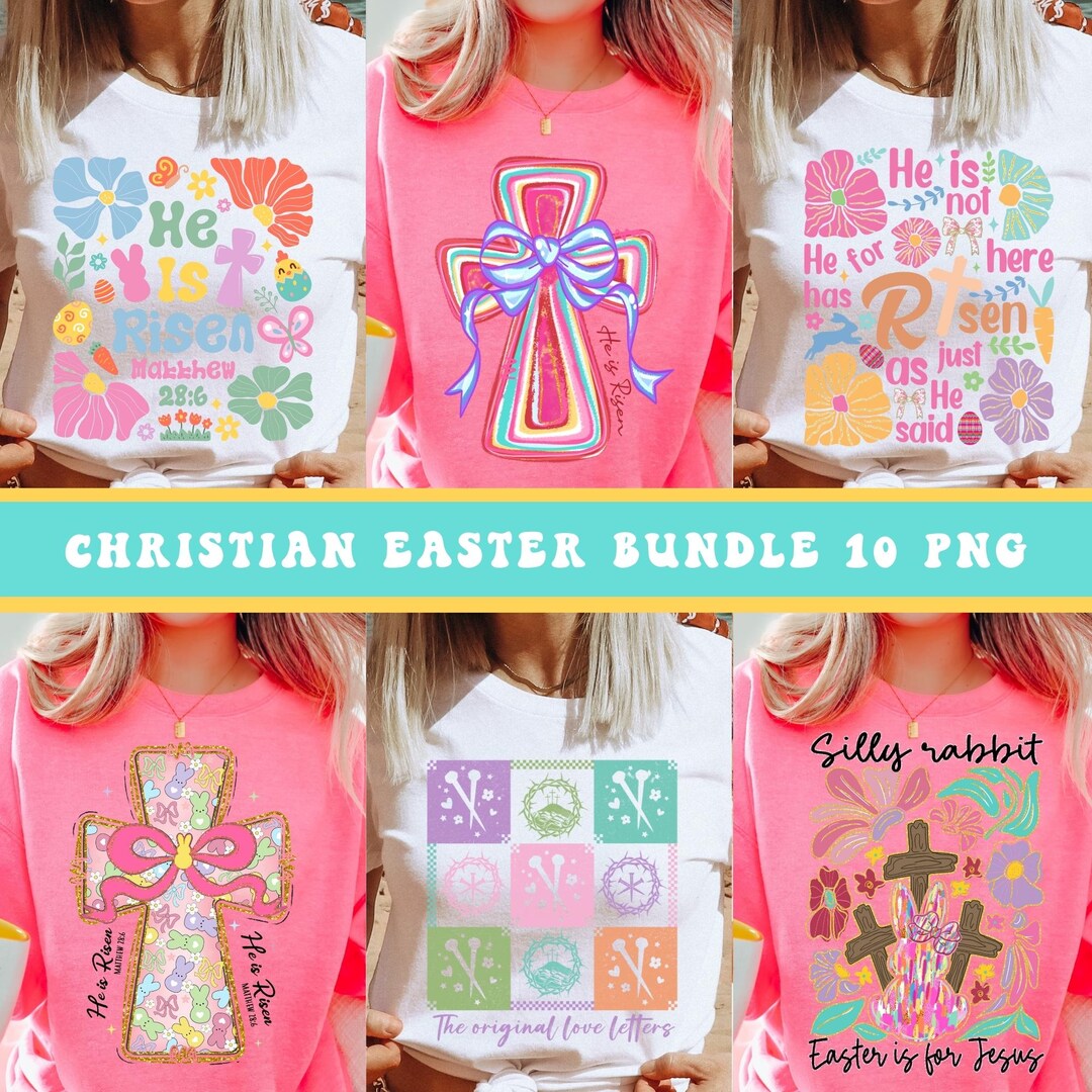 Retro Easter PNG Bundle: Bunny, Floral, Brushstroke (digital Download ...