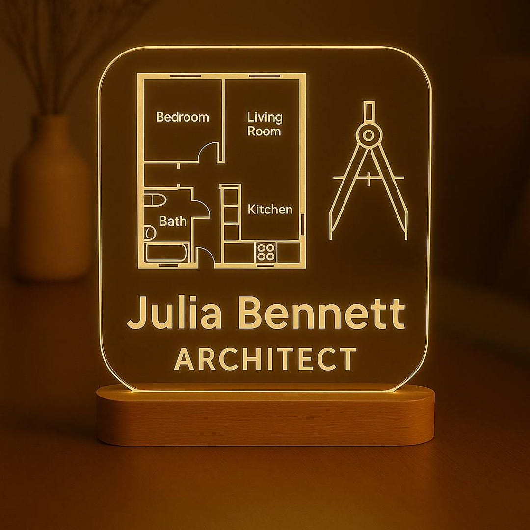 Personalized Architect LED Desk Lamp – Custom Floor Plan Night Light - Etsy
