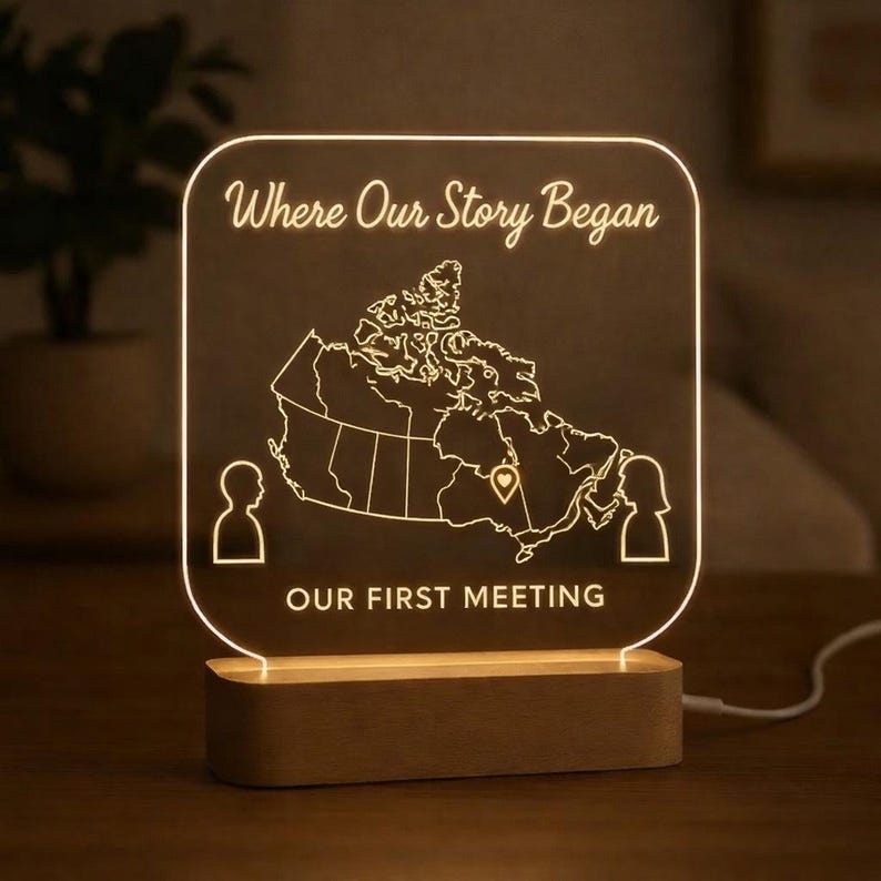 Personalized Canada Map LED Night Light, Where We Met Gift - Etsy