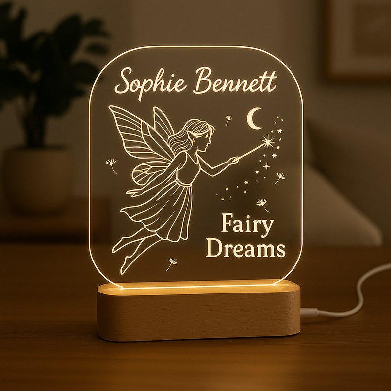 Personalized Fairy Night Light: Laser Engraved Acrylic LED Lamp - Etsy