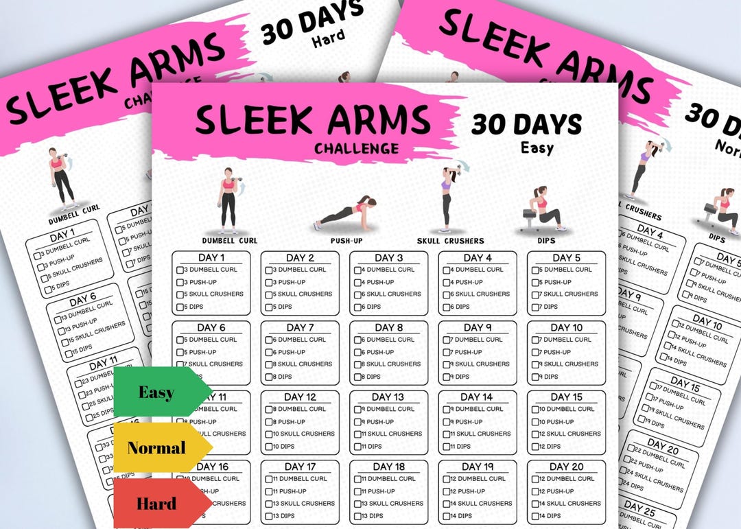 30 Day Sleek Arm Challenge | Printable Workout Plan | Home Fitness ...