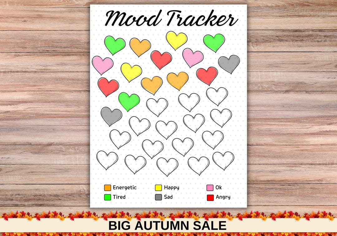 Heart Mood Tracker - PRINTABLE Journal Page - Planner Page - Feelings ...