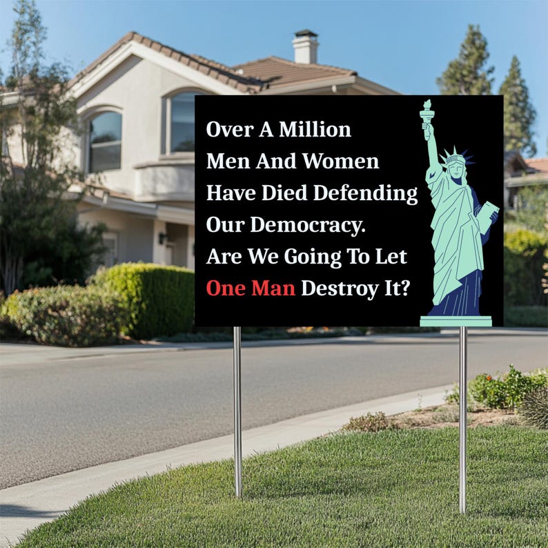 Defend Democracy Yard Sign, Anti-trump Political Sign, One Man ...