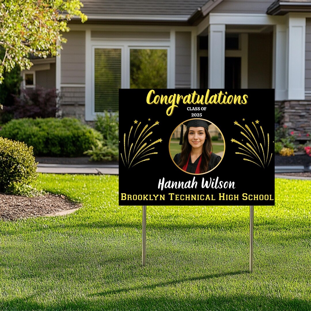Custom Graduation Yard Sign With Photo, Congrats Graduation Sign ...