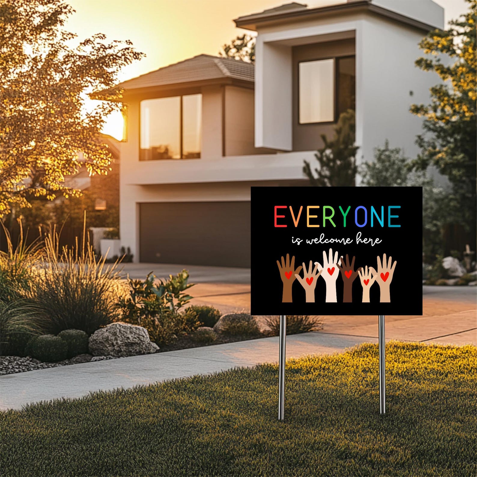 Everyone is Welcome Here Yard Sign, Inclusive Pride Yard Sign, Equality ...