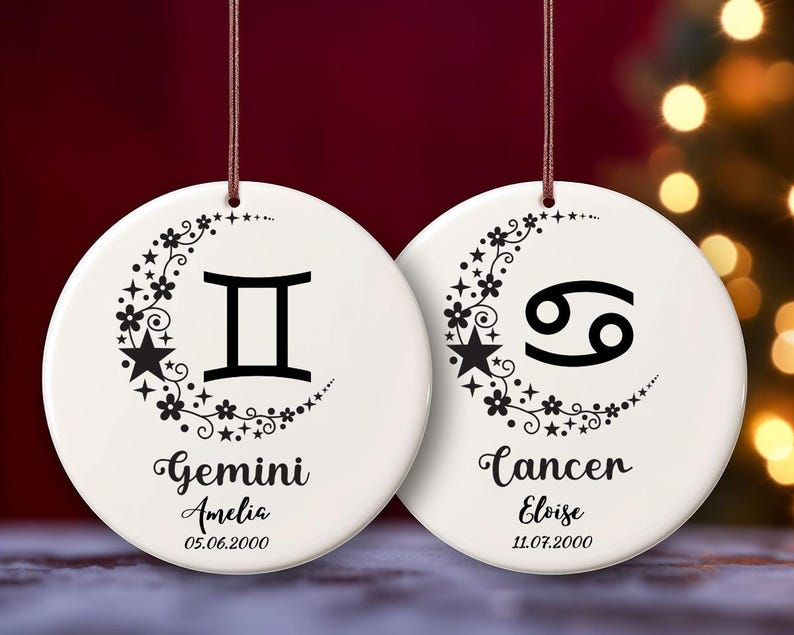 Personalized Zodiac Ornament, Astrology Ornament, Personalized Ceramic ...