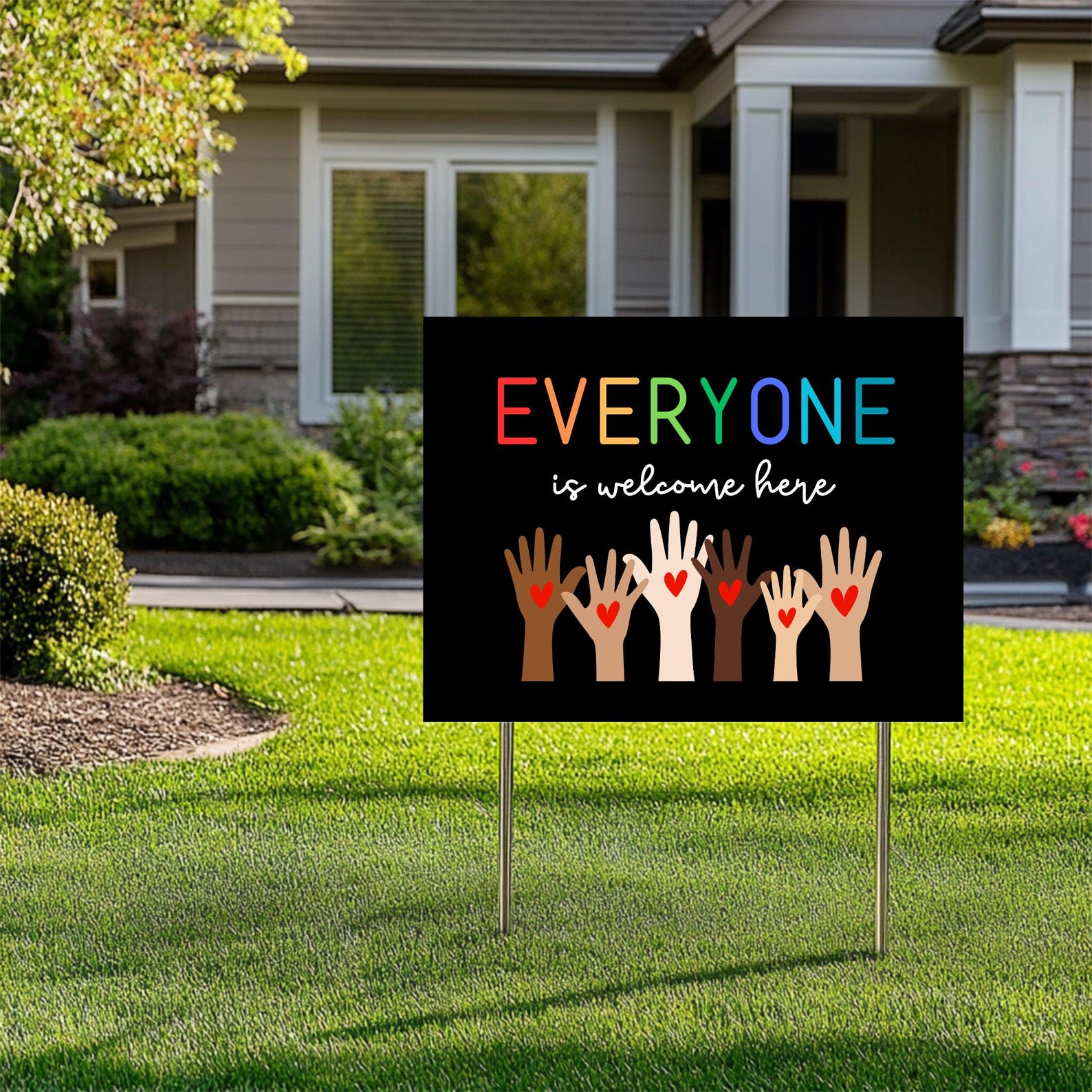 Everyone is Welcome Here Yard Sign, Inclusive Pride Yard Sign, Equality ...