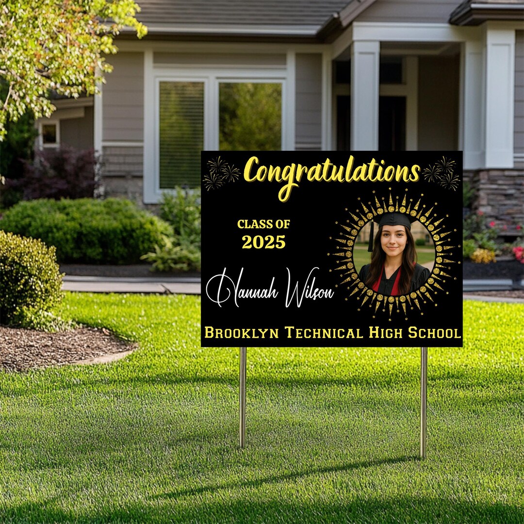Custom Graduation Yard Sig With Photo, Grad Sign for High School or ...