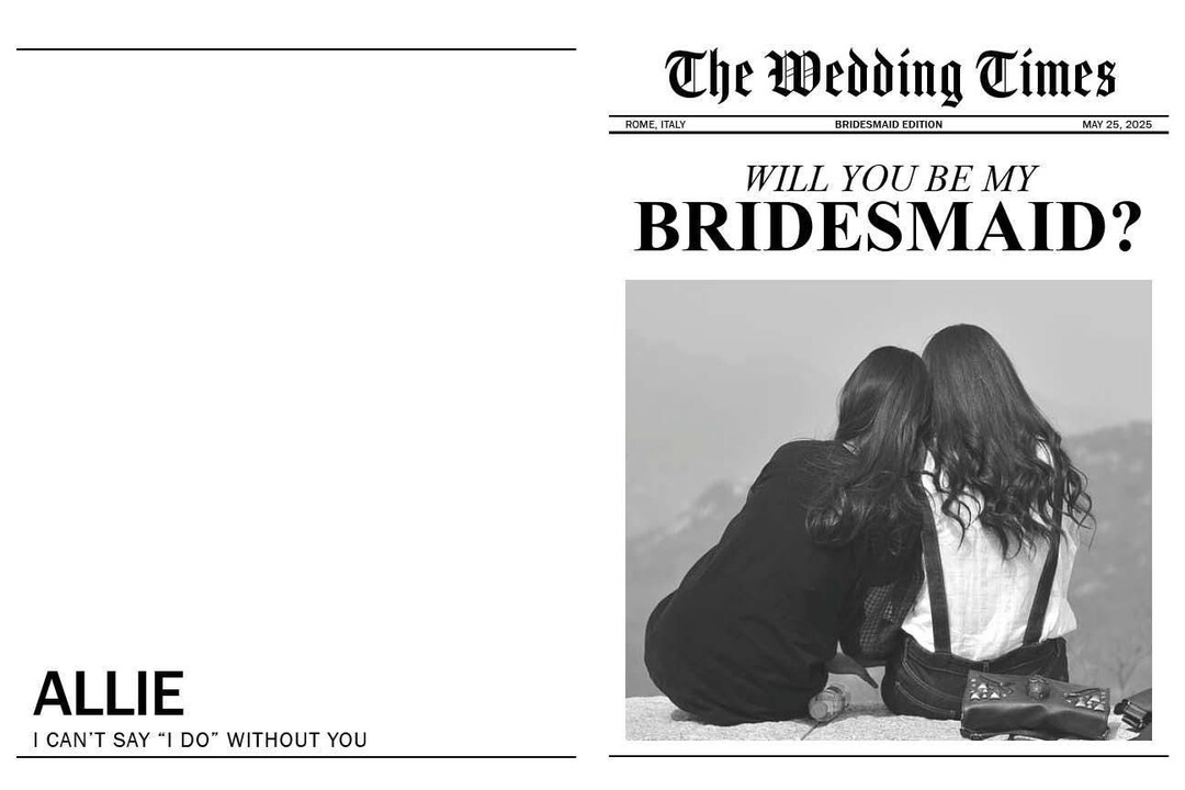 Physical Copies, Bridesmaid Proposal Newspaper, Bridesmaid Proposal ...