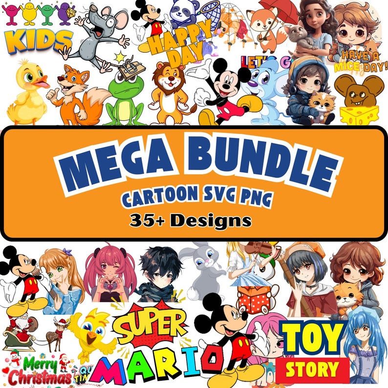MEGA Cartoon Mega Svg,cartoon Svg Bundle All Files in Entire Shop Mega ...