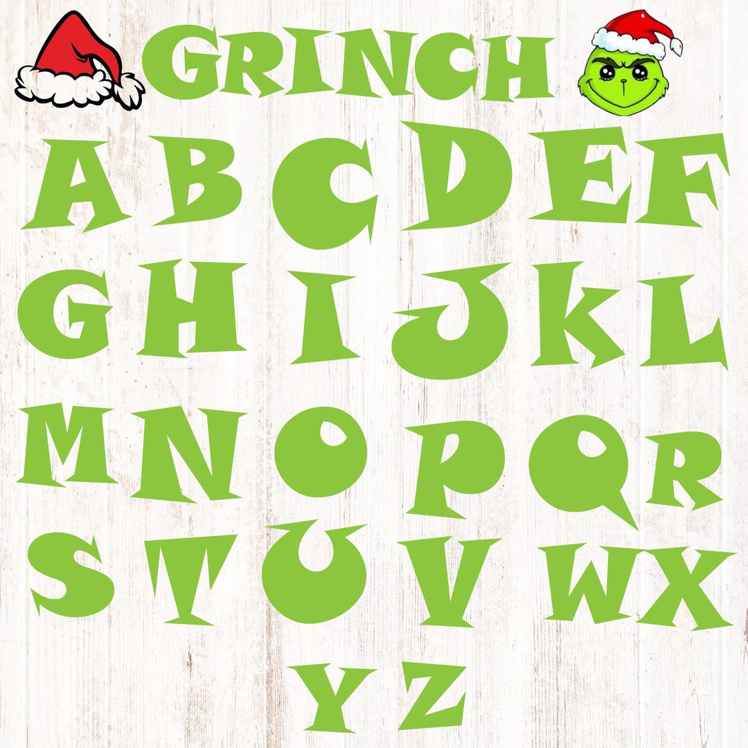 Green Font Svg Bundle,grinch Font Svg Png,christmas Holiday Fonts,green ...