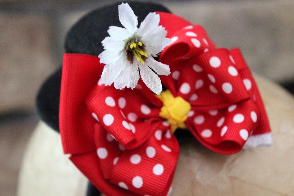 Minnie Mouse Hat, Disney Bow, Mouse Ears, Mini Top Hat Headband, Mickey ...