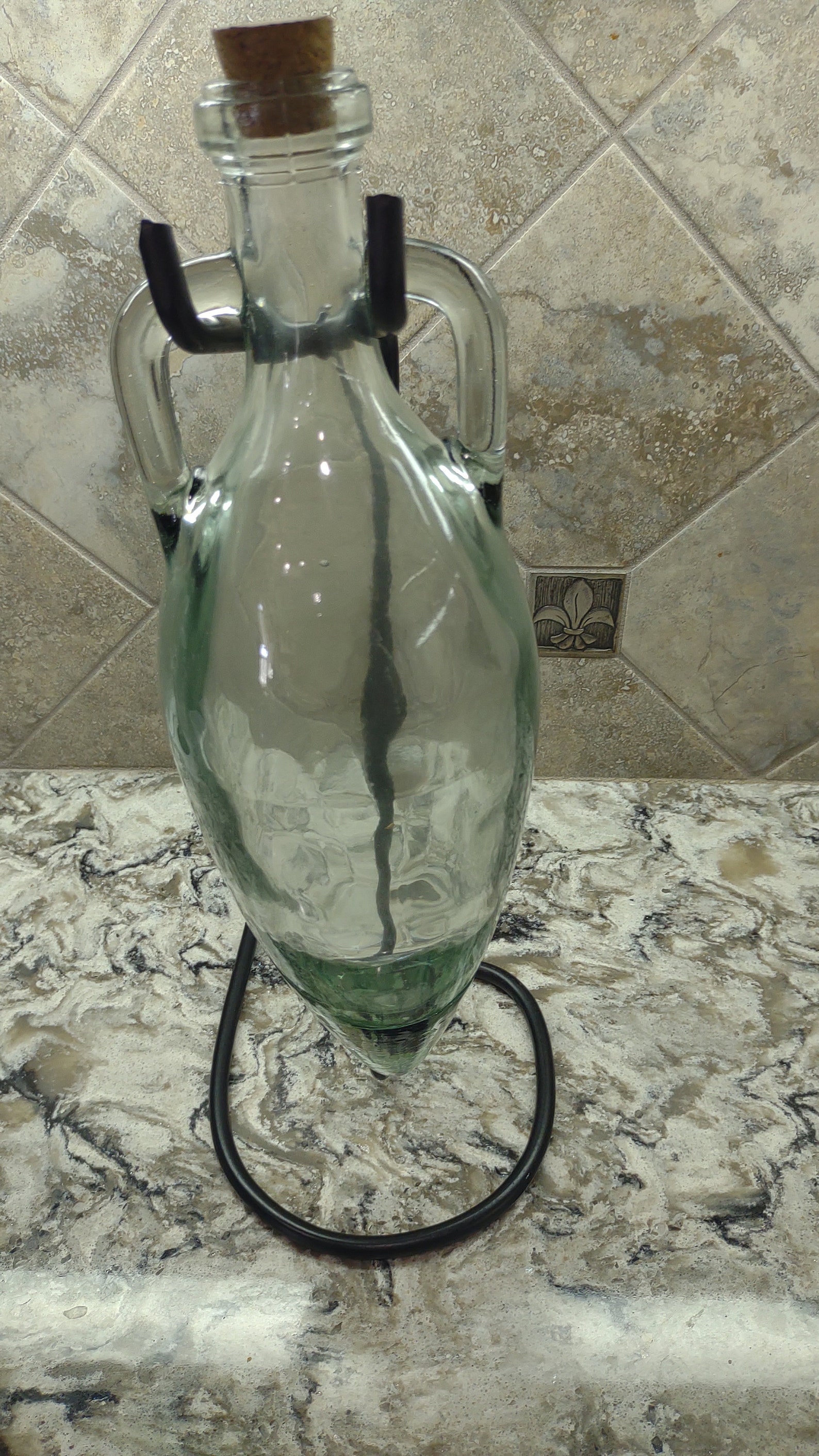 Vintage Hanging Torpedo Glass Decanter With Wrought Iron Stand - Etsy