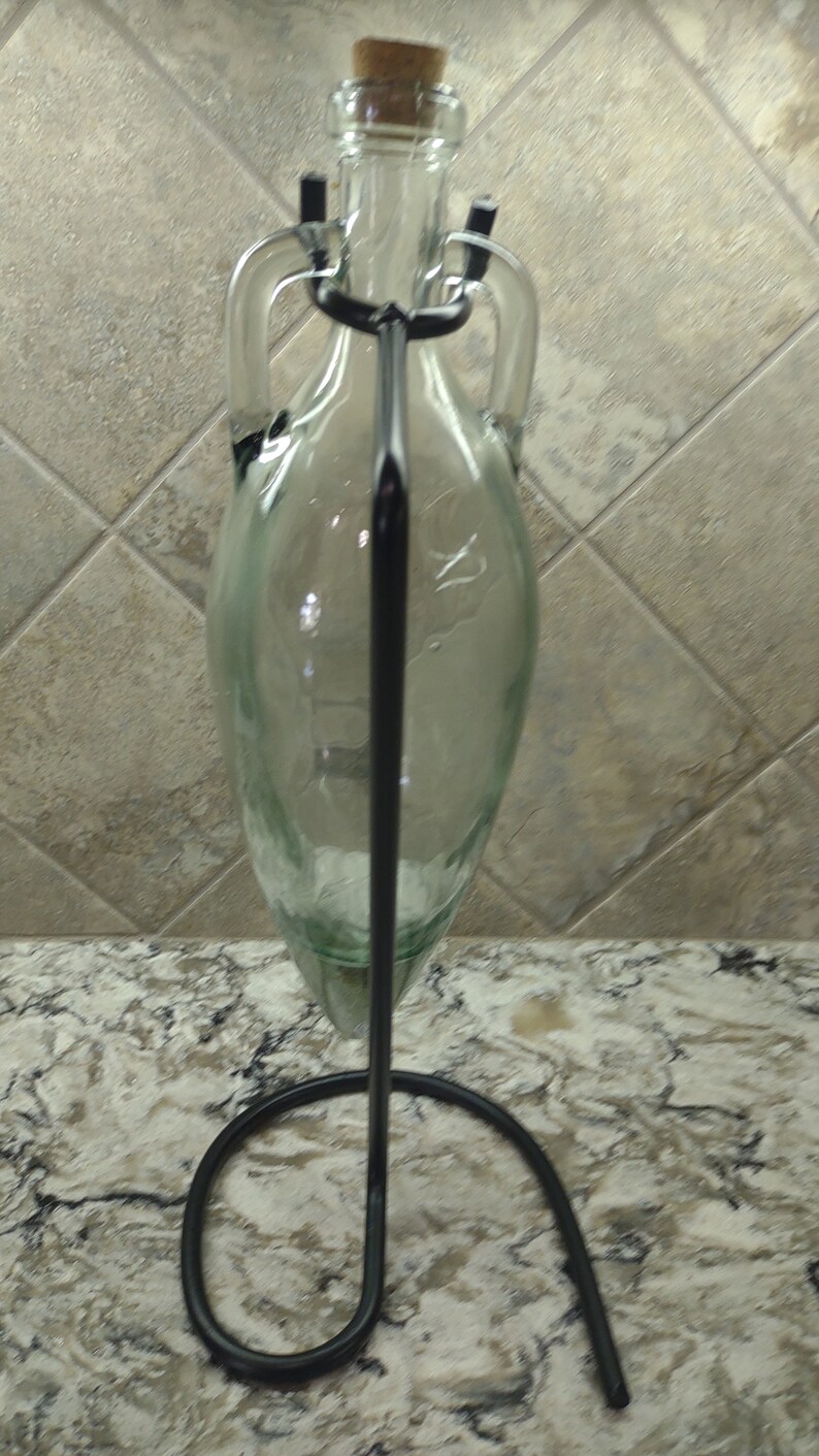 Vintage Hanging Torpedo Glass Decanter With Wrought Iron Stand - Etsy