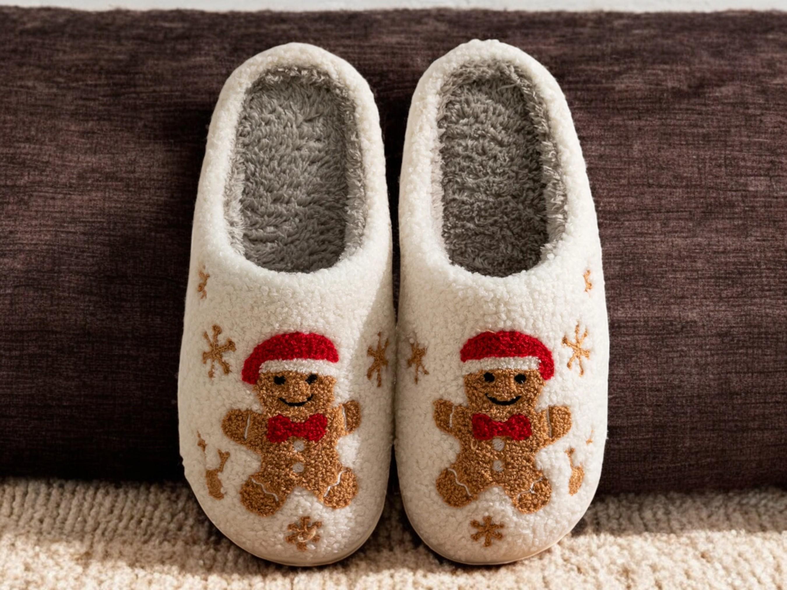 Womens Christmas Gingerbread Man Slippers Cute & Cozy Winter House ...