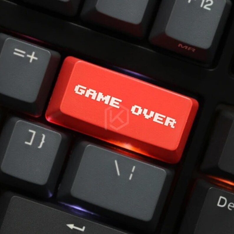 Game Over Shine-through Keycap Black & Red Etched ABS Backspace Key for ...