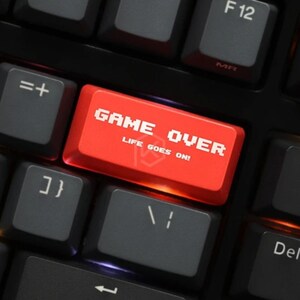 Game Over Shine-through Keycap Black & Red Etched ABS Backspace Key for ...