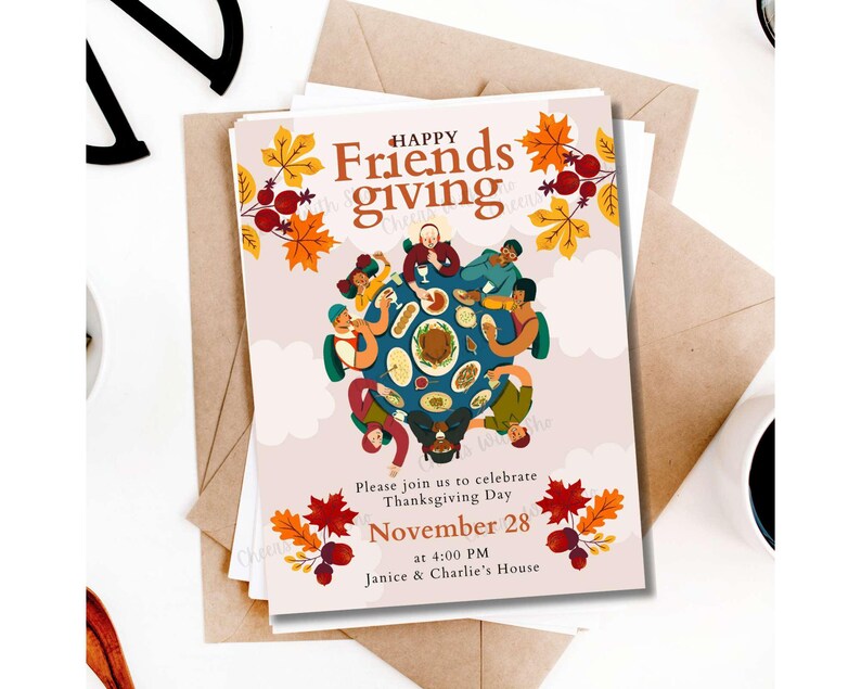 Friendsgiving Invitation, Friendsgiving Flyer, Thanksgiving Invite ...