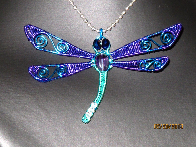 One of a Kind Wire Wrapped Dragonfly Sculpture Pendant/necklace - Etsy