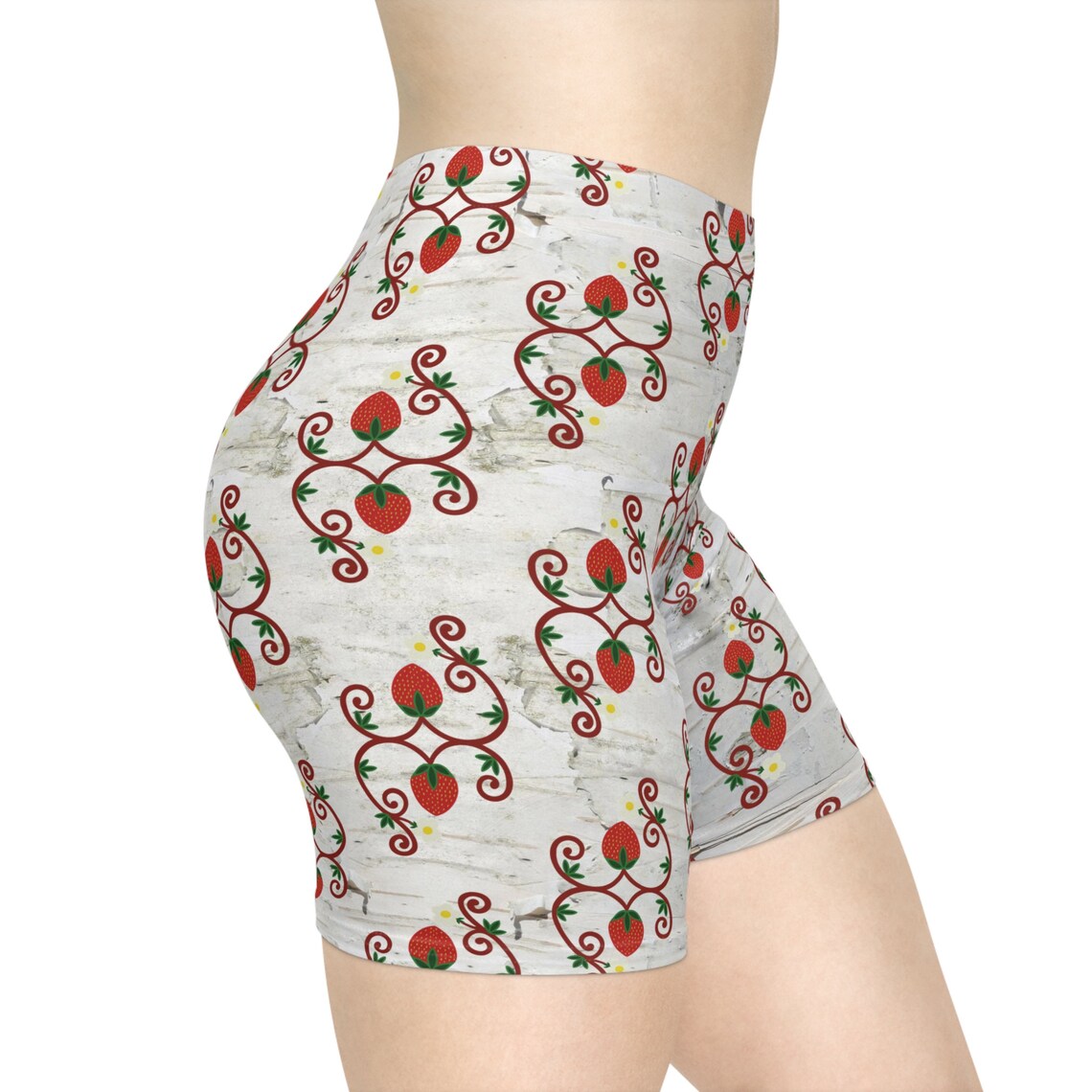 Strawberry Shorts. Strawberry Double Curves on White Birchbark Women's ...
