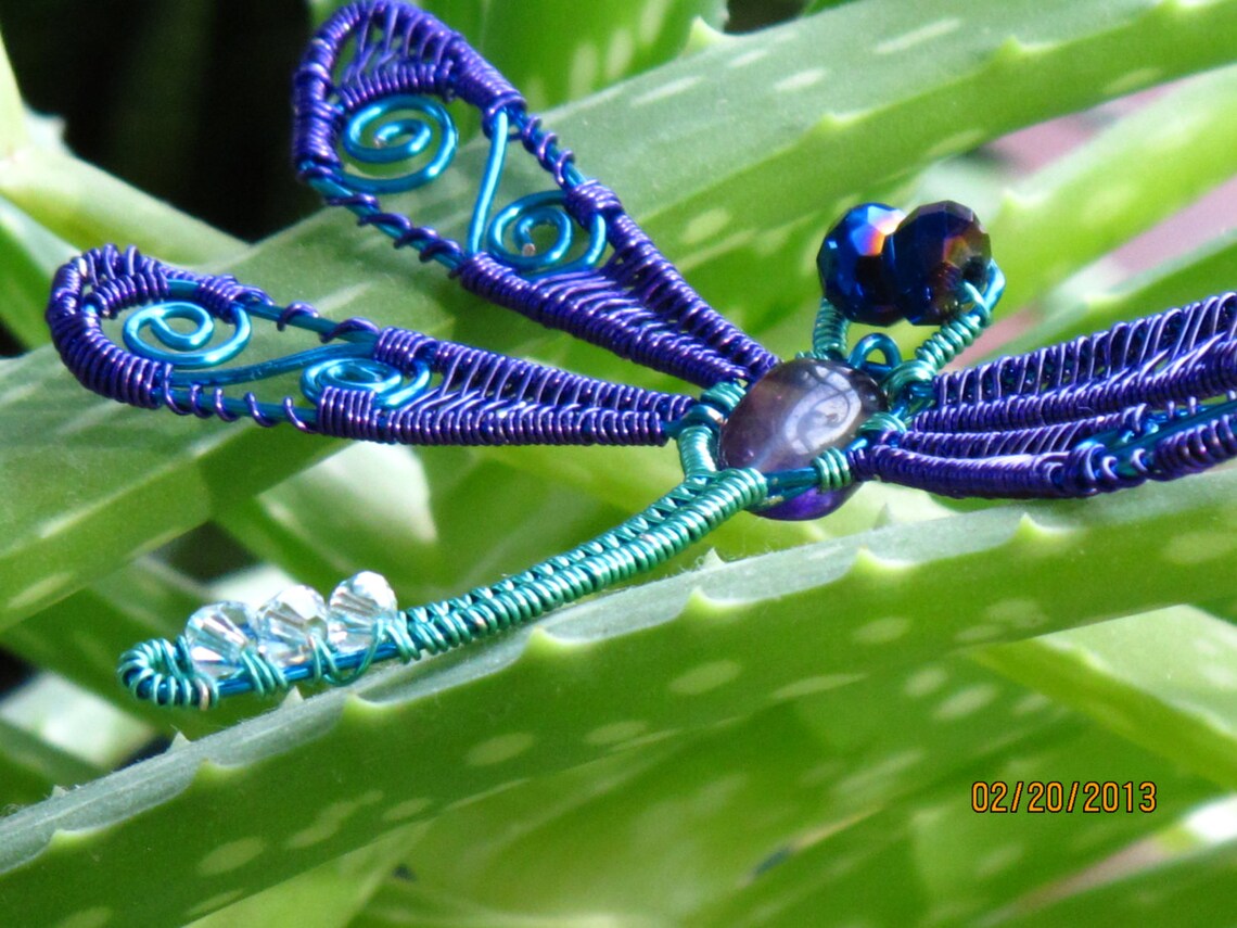 One of a Kind Wire Wrapped Dragonfly Sculpture Pendant/necklace - Etsy