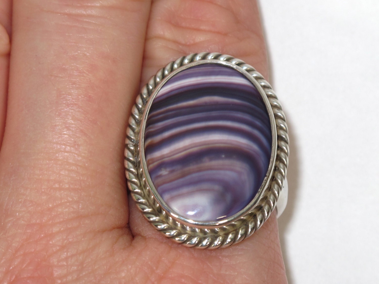 Sterling Silver and Wampum Ring Large Size FREE Shipping | Etsy