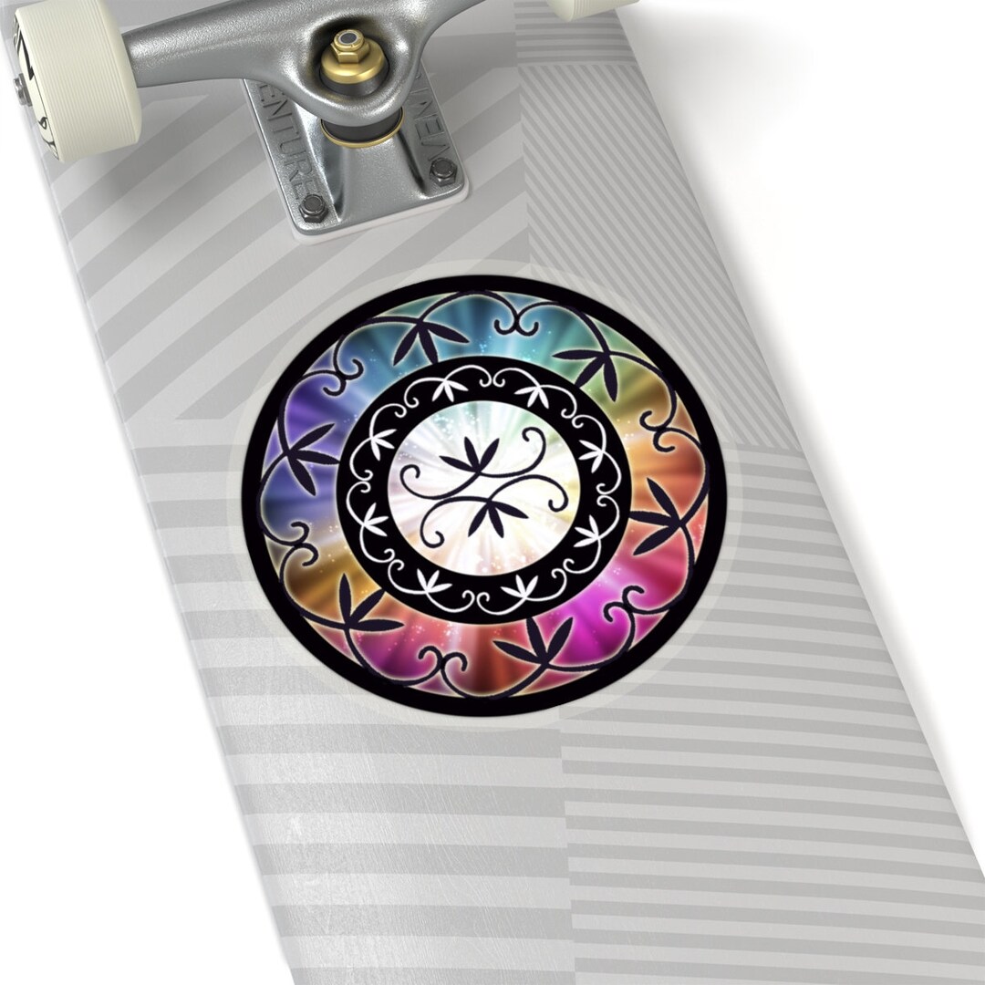 Double Curve Designs With Rainbow Background Sticker. Kiss-cut Stickers ...