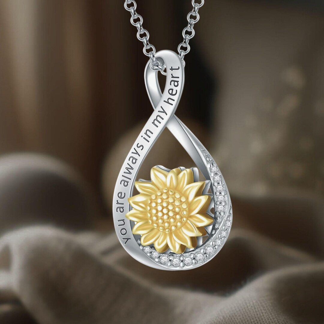 Infinity Sunflower Urn Necklace for Ashes for Women 925 Sterling ...
