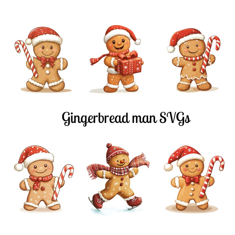 Watercolor Gingerbread Man Clipart, Holiday Printables, Cute Christmas ...