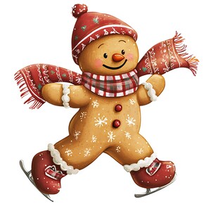 Watercolor Gingerbread Man Clipart, Holiday Printables, Cute Christmas ...