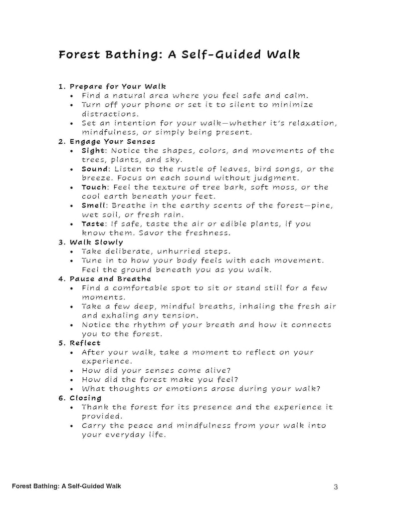 Forest Bathing (nature Therapy): A Self-guided Walk - Etsy