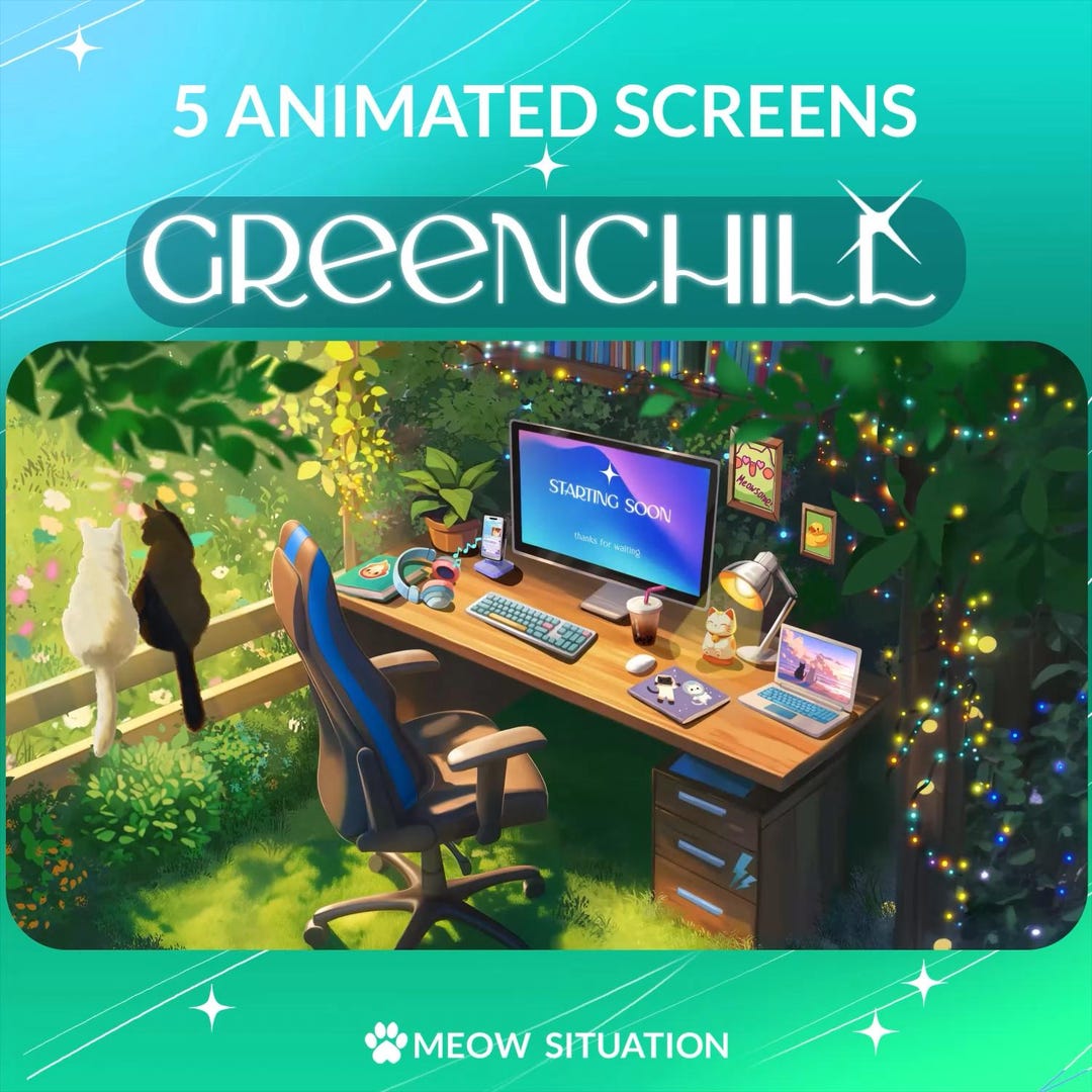 Animated Stream Screens Greenchill|cozy Looping Screens for Twitch|lofi ...