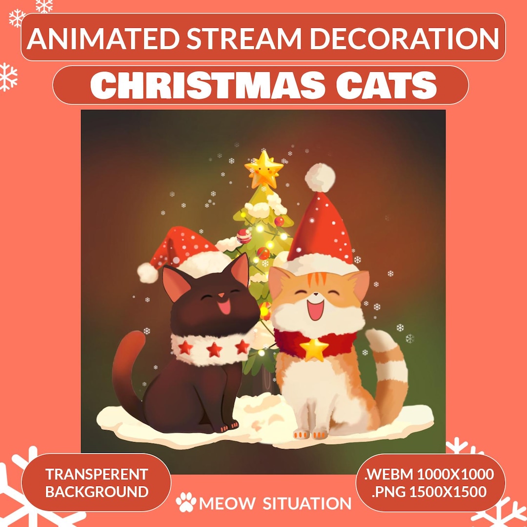 Animated Stream Decoration Christmas Cats| Stream Christmas Overlay ...