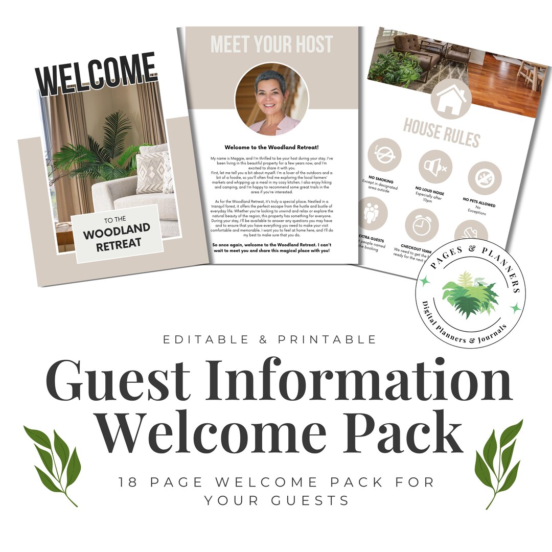 Editable Airbnb Welcome Pack Template Printable Guest Information Book ...