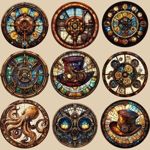 52 Steampunk Images Stained Glass Effect Circles, PNG Clipart ...