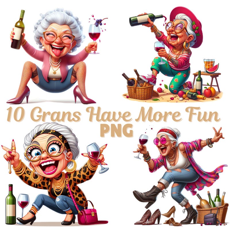 Funny Old Lady Clipart - Etsy