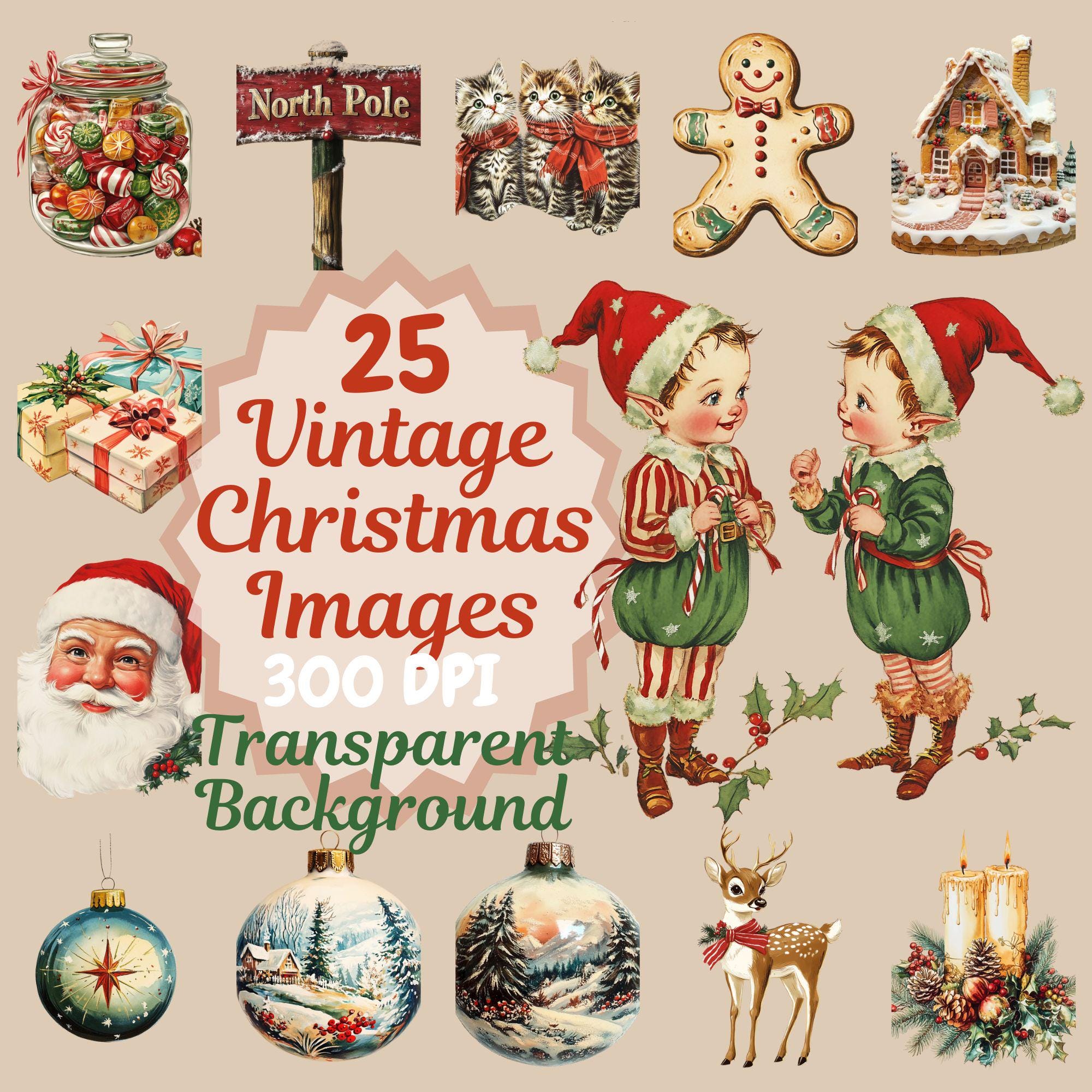 25 Vintage 1950s Christmas PNG Clipart, Nostalgia, Transparent ...