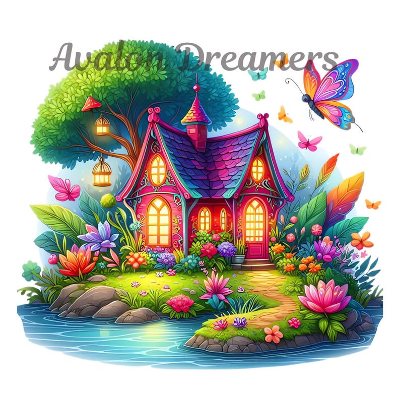 20 Fantasy Fairy Houses PNG Clipart Images, Print at Home, Transparent ...