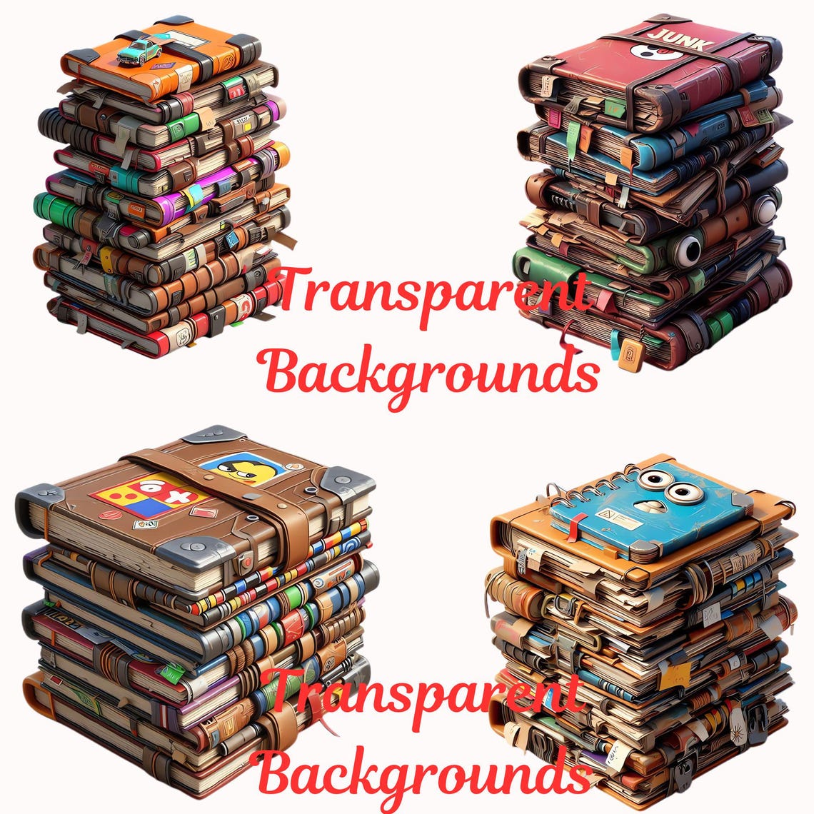 16 Stacks of Junk Journals SET 2 Clipart PNG Images, Card Making, Paper ...