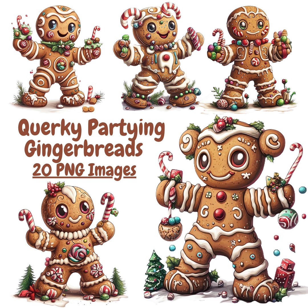 20 Querky Partying Gingerbread People PNG Clipart Transparent ...