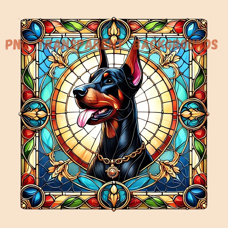 12 Doberman Pinscher Stained Glass Effect, PNG Clipart, Print at Home ...