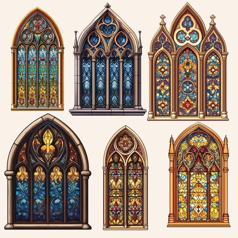 100 Gothic Stained Glass Windows, PNG Clipart, Transparent Background ...