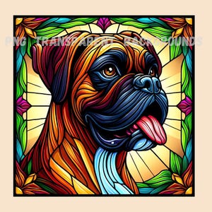 12 Boxer Dog Stained Glass Effect, PNG Clipart, Print at Home ...
