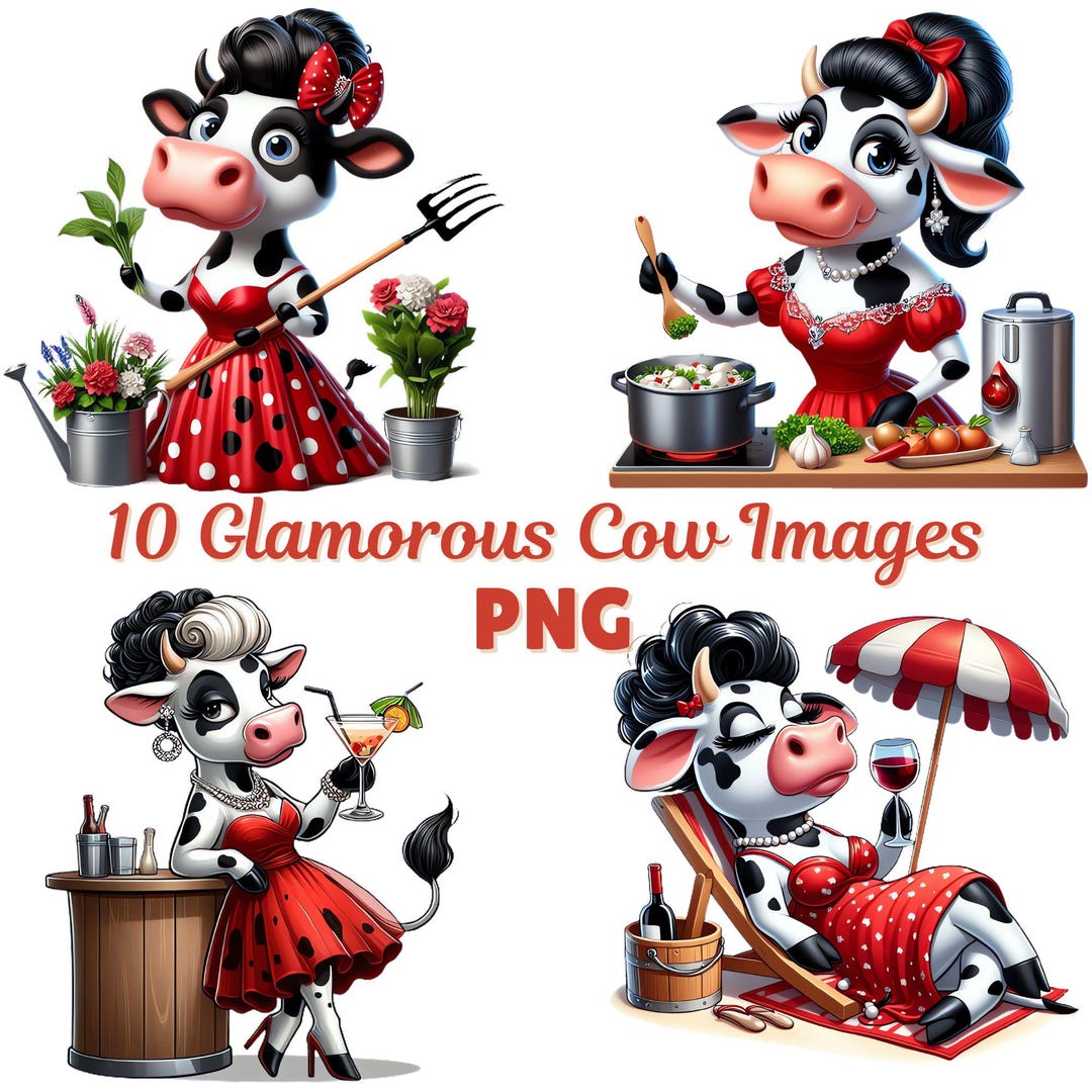10 Glamorous Cow PNG Clipart Images, Cute Cartoon Cows, Transparent ...
